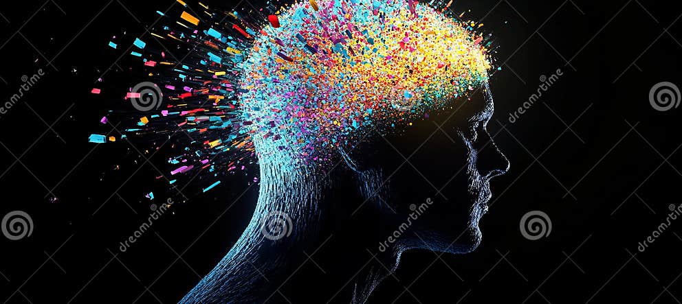 Abstract Portrait Creativity, Imagination, and Thought Exploding from ...