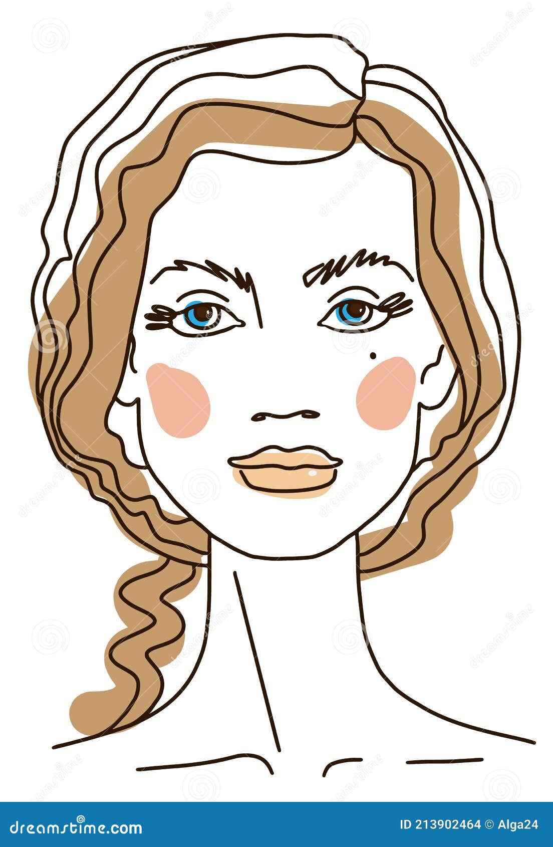 Abstract Portrait of a Girl with Curly Hair Stock Vector - Illustration ... Abstract Portrait of a Girl with Curly Hair Stock Vector - Illustration ...
