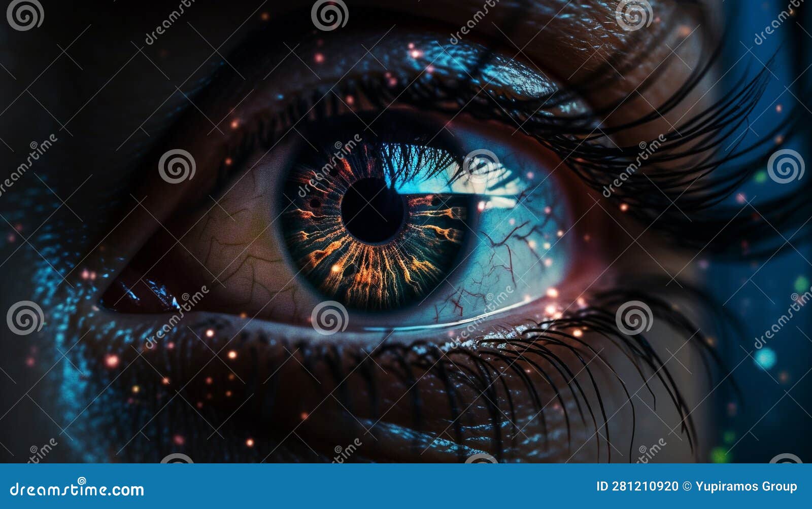 Abstract Portrait of a Glowing Eye Staring into the Future Generated by ...