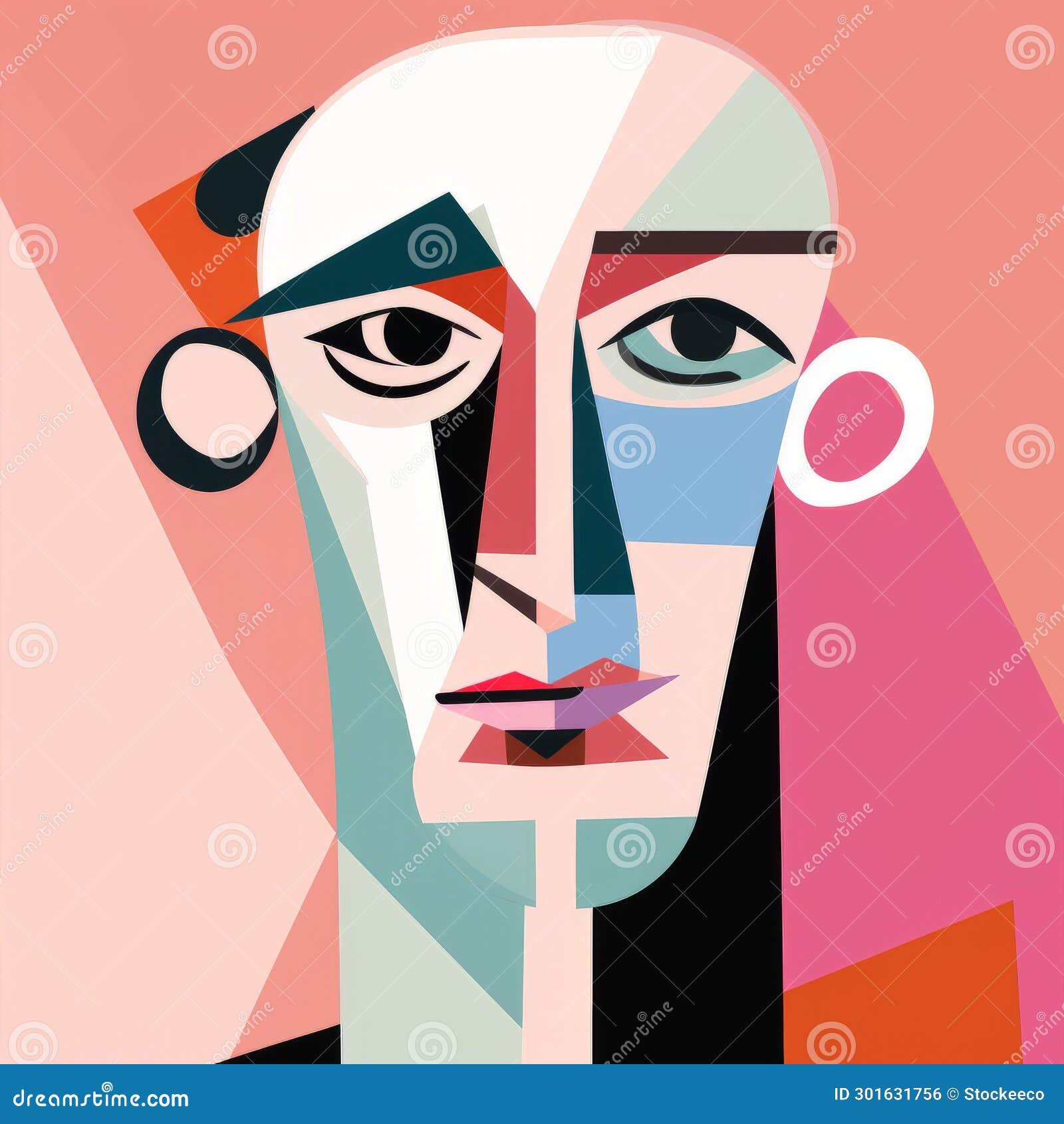 Abstract Cubist-inspired Human Face Illustration with Bold Character ...