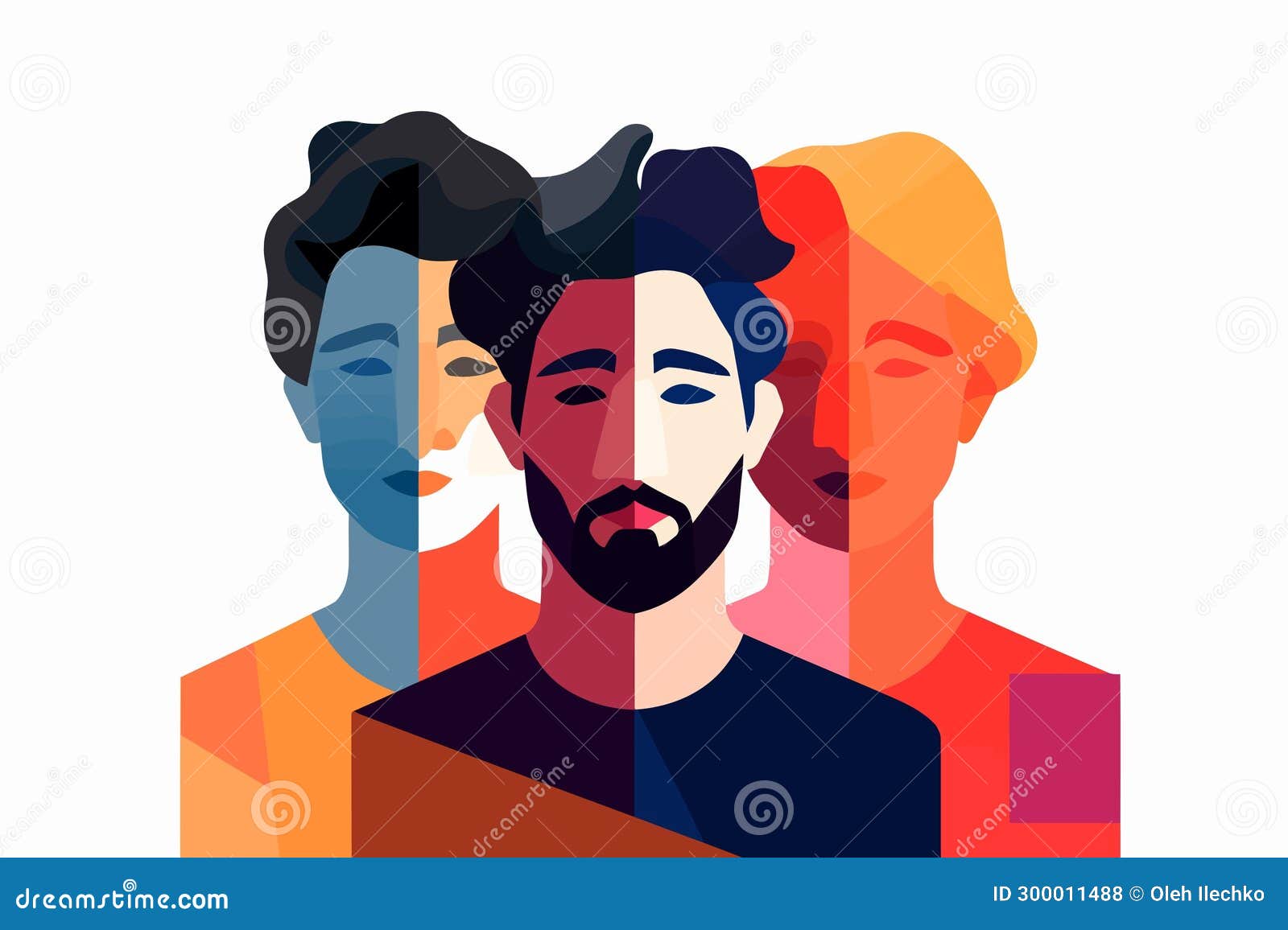 Abstract Portrait of Man Isolated Vector Style Illustration Stock ...