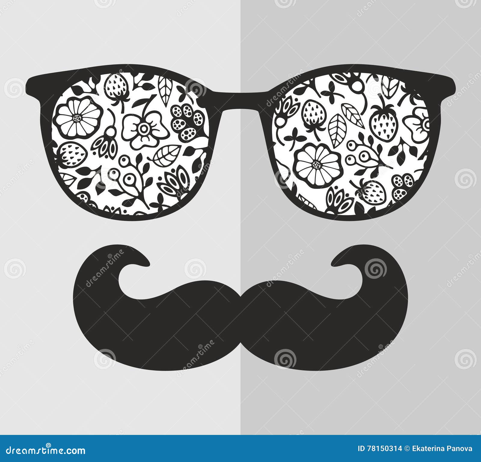 Abstract Portrait of Man in Sunglasses and with Moustache. Stock Vector ...