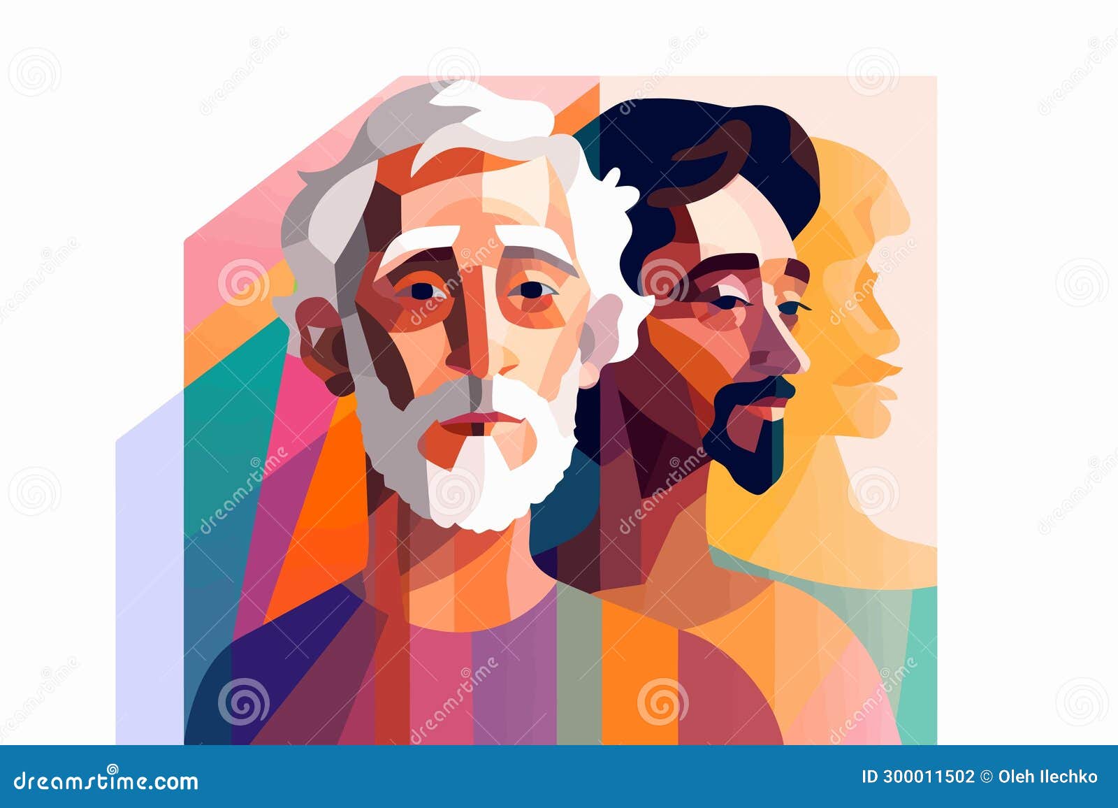 Abstract Portrait of Old Man Isolated Vector Style Illustration Stock ...