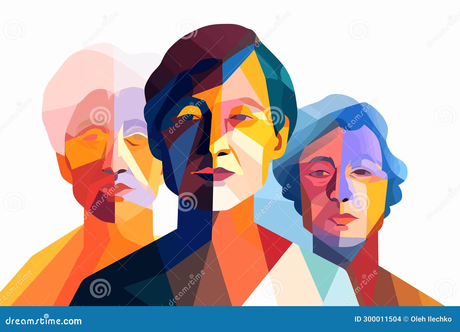 Abstract Portrait of Old Wom Isolated Vector Style Illustration Stock ...