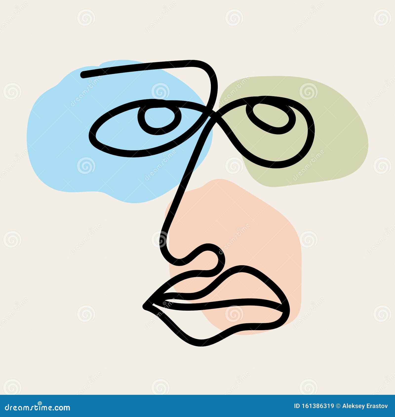 Abstract Portrait Sketch Drawn by Continuous Line. Vector Illustration ...