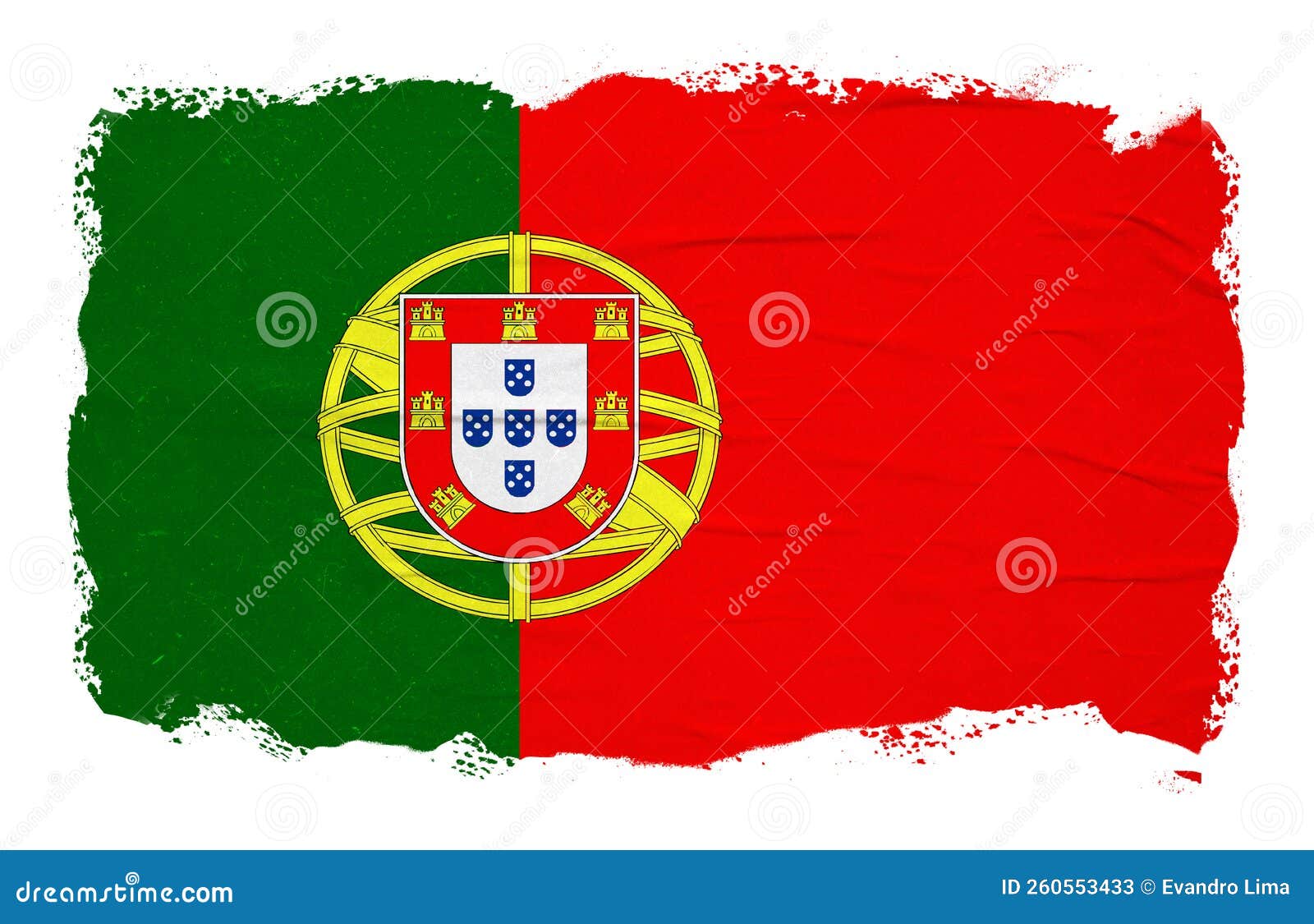 Abstract Portugal Flag with Ink Brush Stroke Effect Stock Illustration ...