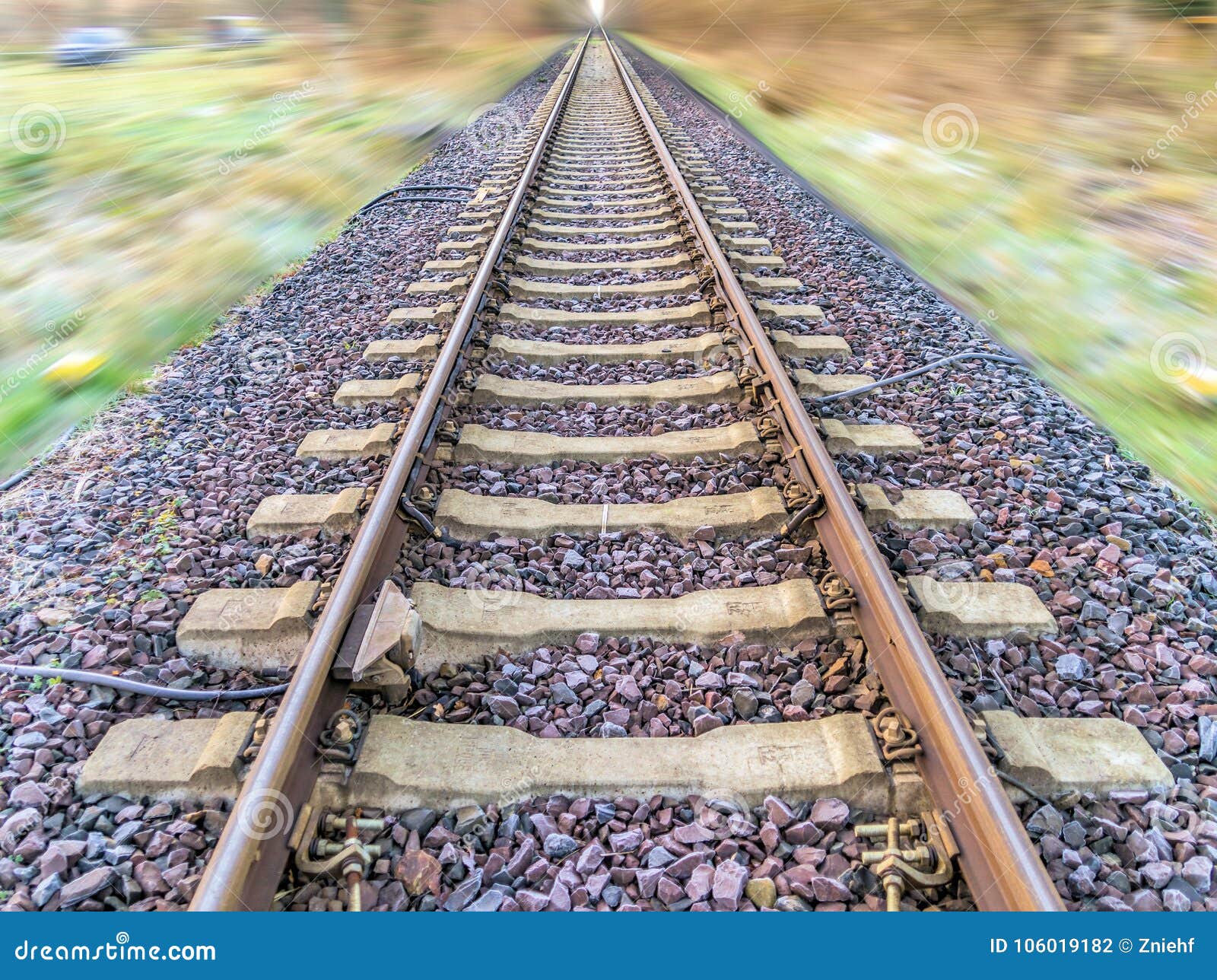 Abstract Post-processed Photograph of Railroad Tracks with Blurred ...