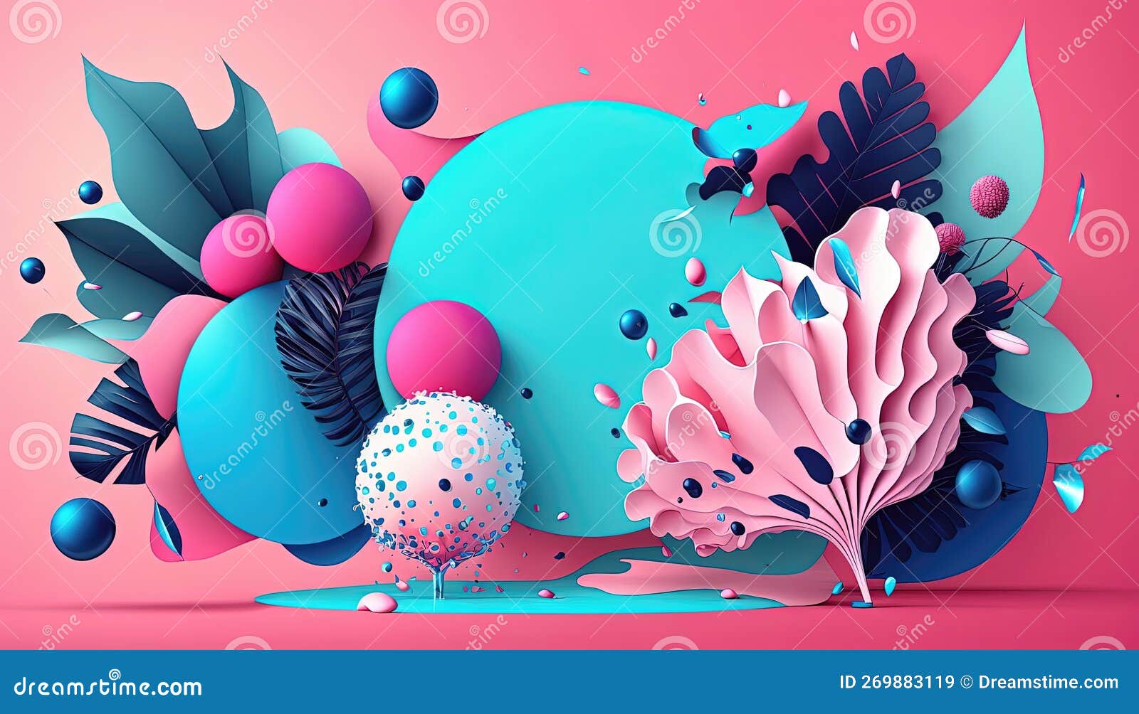 Poster and Banner Abstract, Balls and Leaves - Generative AI Stock ...
