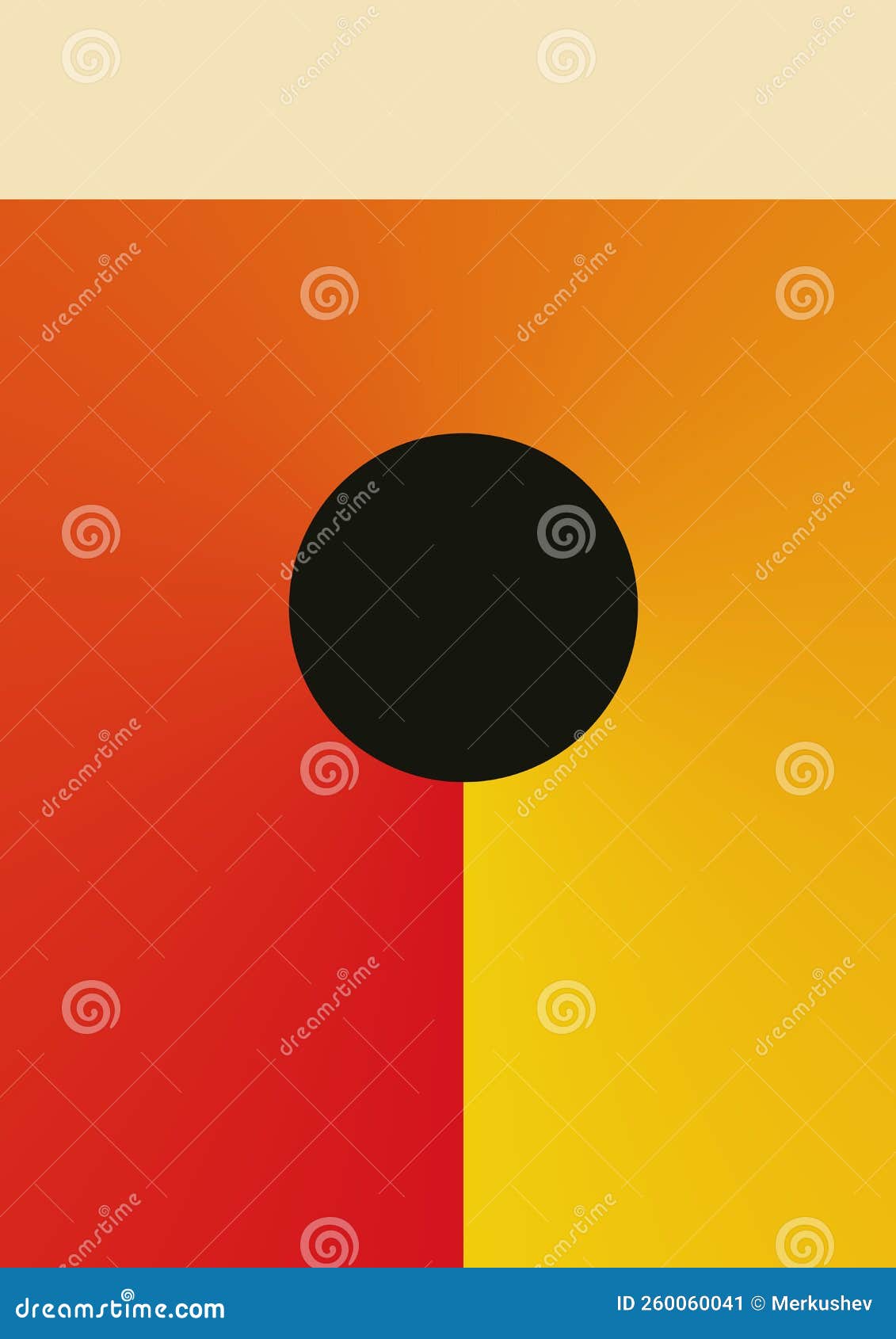 Abstract Poster Design with Copyspace. Black Circle and Red-yellow ...