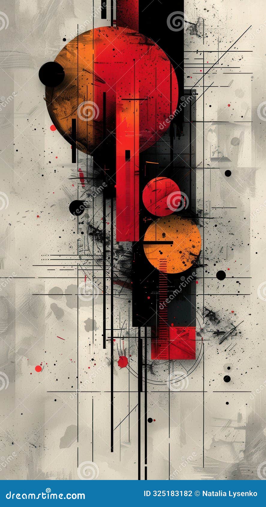 Abstract Poster Design with Geometric Shapes and Forms in Red and Black ...