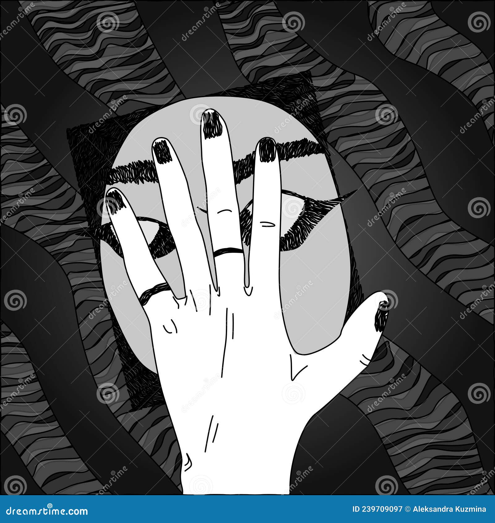Abstract Poster with a Hand Hiding the Face Stock Illustration ...