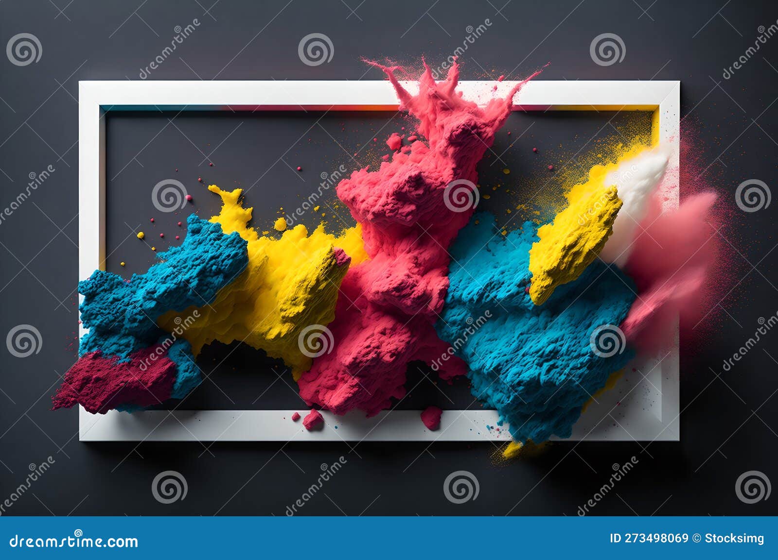 Abstract Powder Color Frame Explosion Background with Splashes, for ...