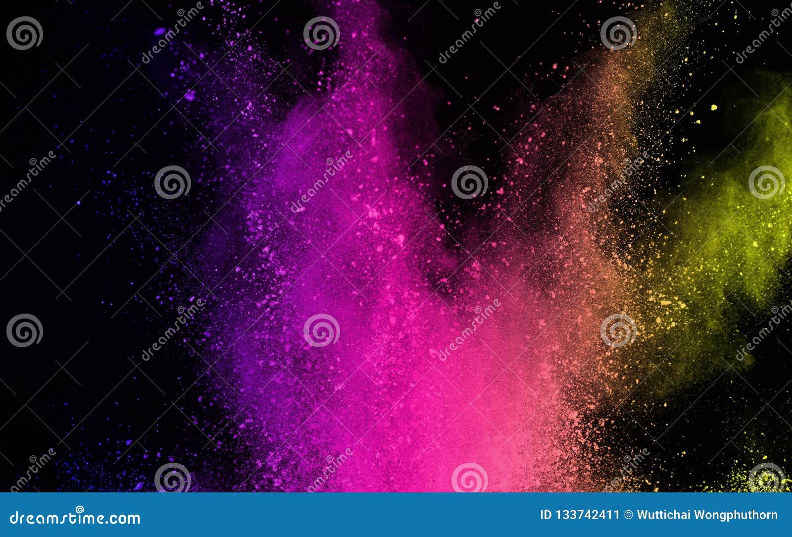 Abstract Powder Splatted Background. Colorful Powder Explosion on Black ...