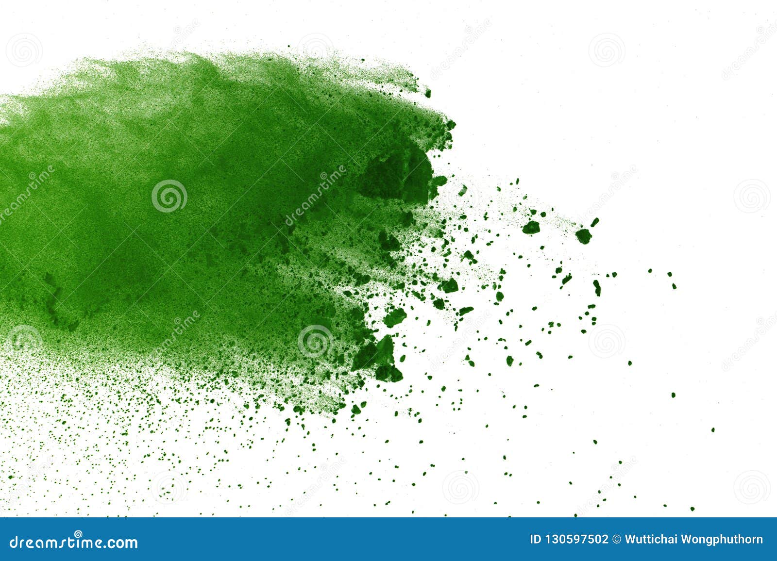 Abstract Powder Splatted Background,Freeze Motion of Green Powder ...