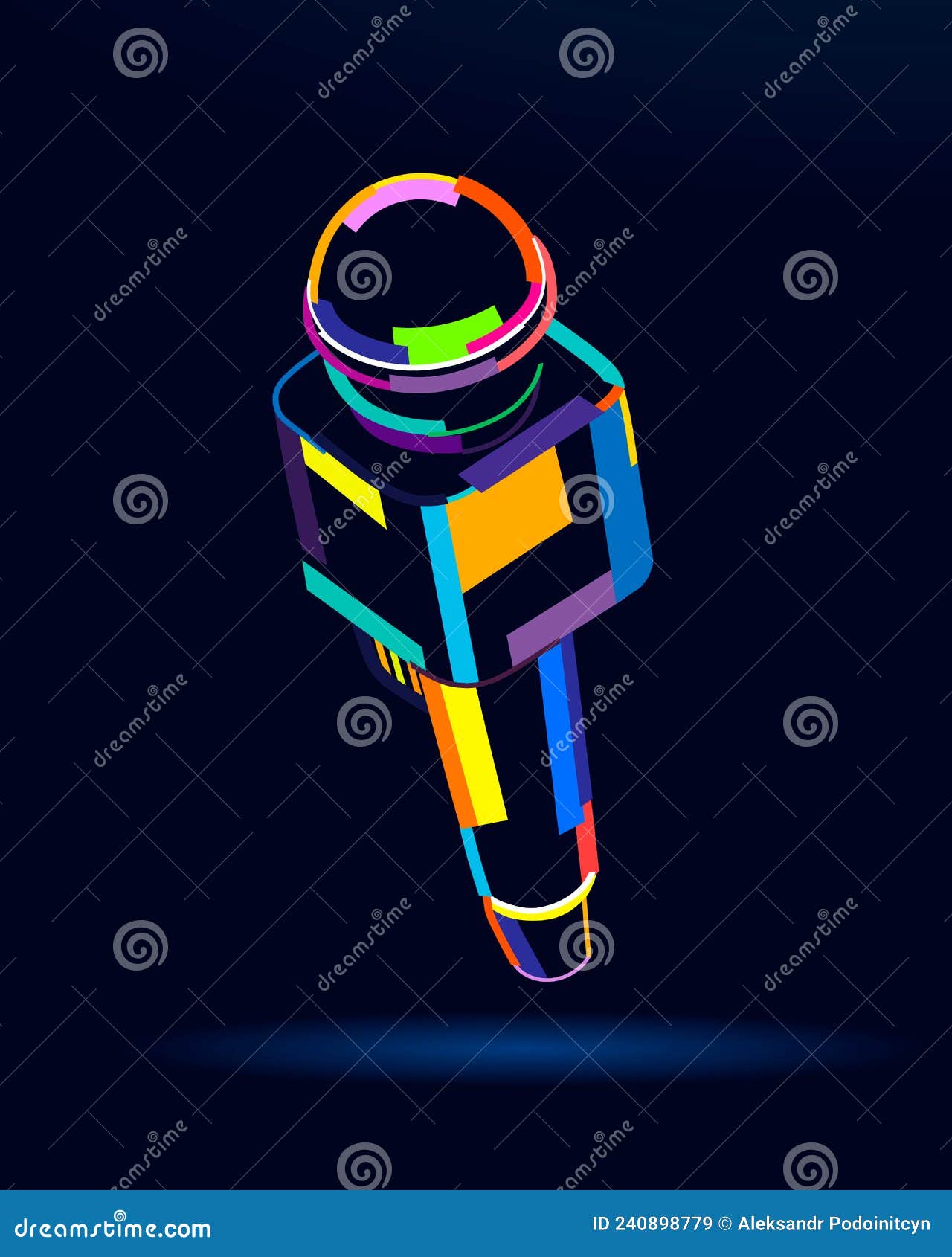 Abstract Professional Microphone from Multicolored Paints. Colored ...