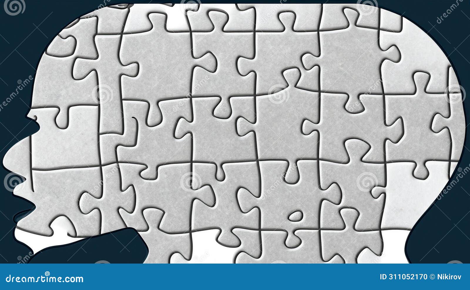 Abstract Profile of a Human Head with Puzzle Pieces Generated Image ...