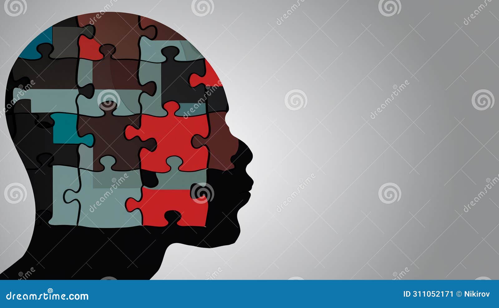 Abstract Profile of a Human Head with Puzzle Pieces Generated Image ...
