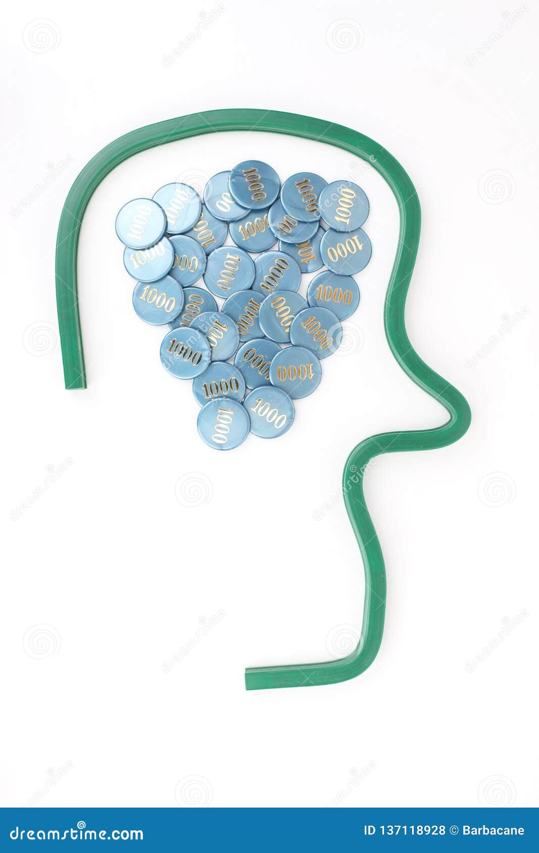 Abstract Profile of a Man Head with Game Chips Stock Illustration ...