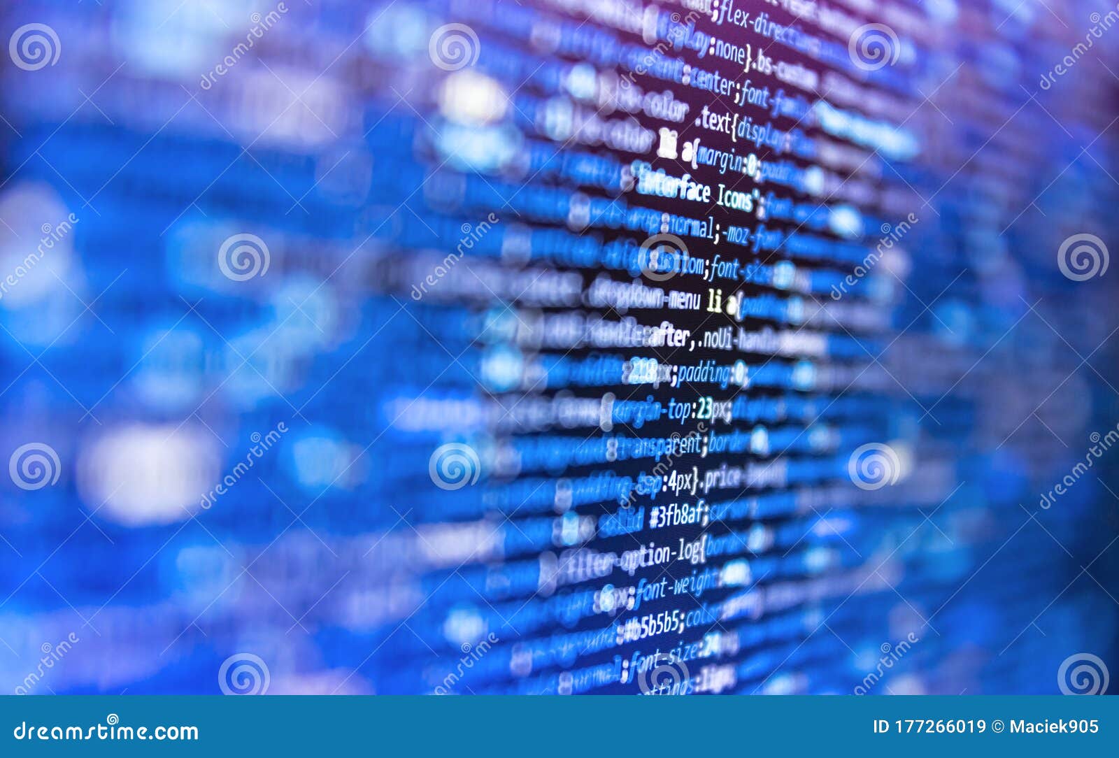 Abstract Program Code On Computer Screen Computing Cyberspace Future And Innovation Concept
