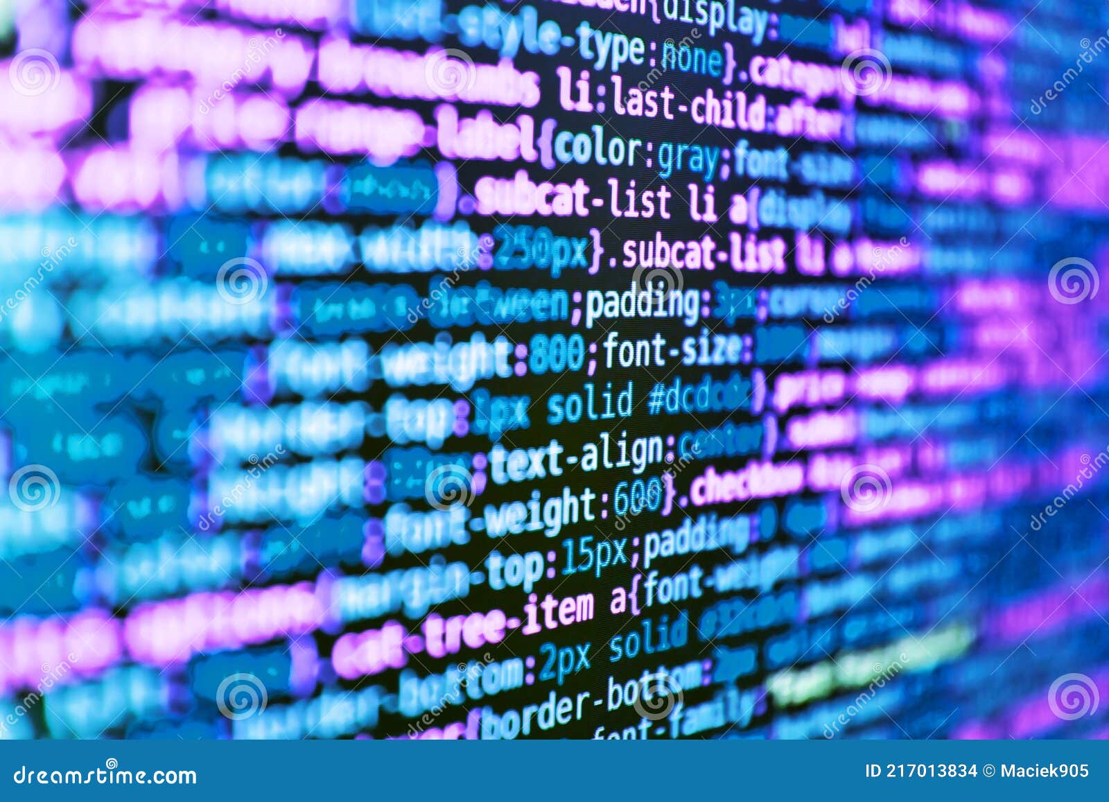 Abstract Program Code On Computer Screen Developing Programming And Coding Technologies Stock
