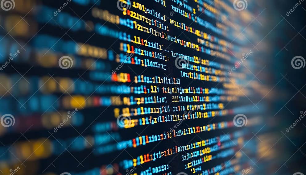 Abstract Programming Code On Dark Background Lines Of Colorful