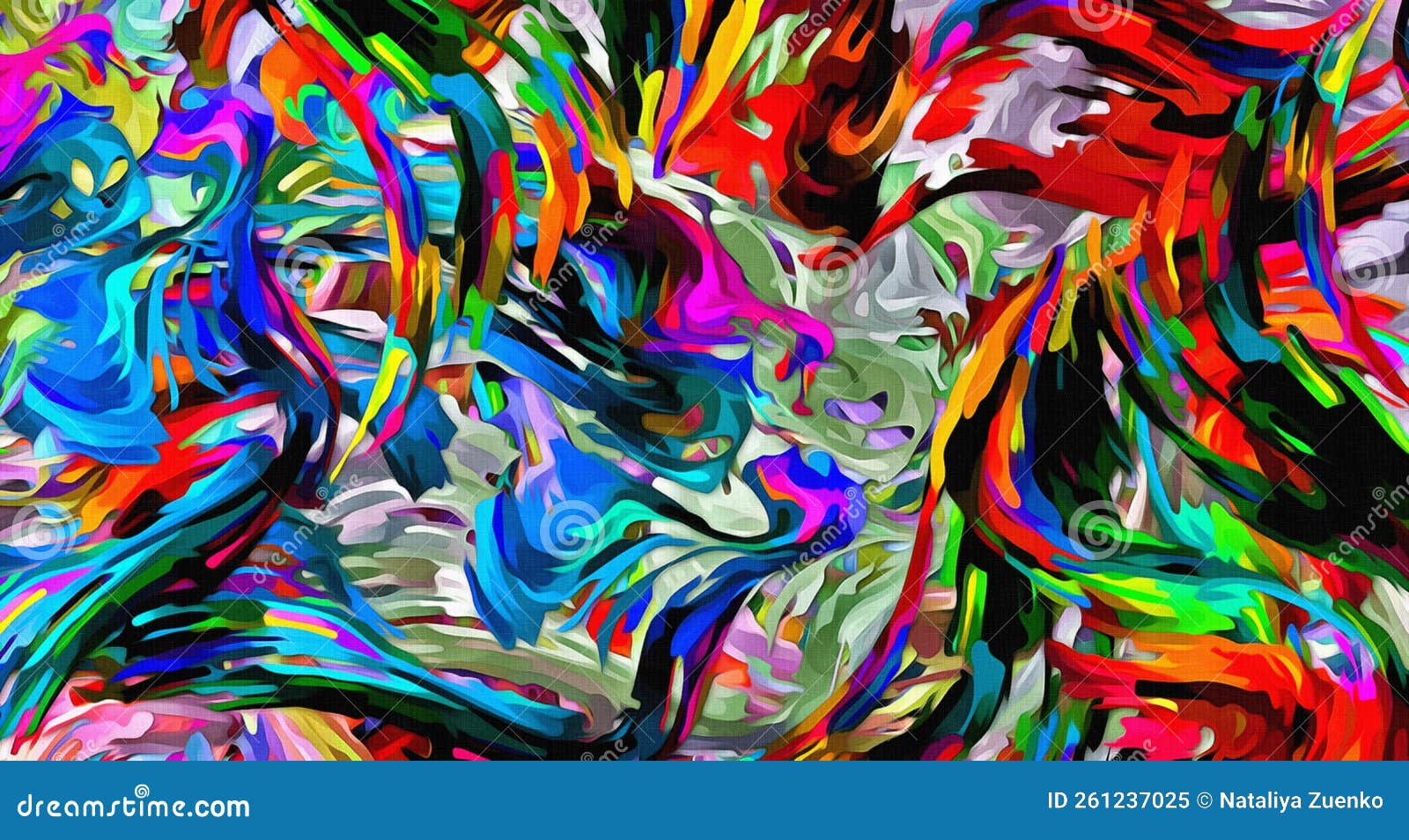 Abstract Psychedelic Background from Color Chaotic Blurred Stains Brush ...