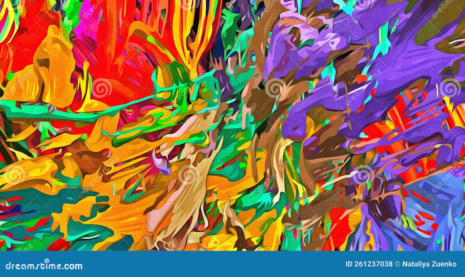 Abstract Psychedelic Background from Color Chaotic Blurred Stains Brush ...