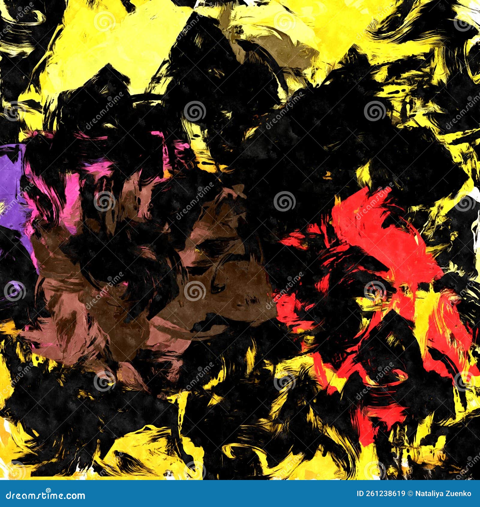 Abstract Psychedelic Background from Color Chaotic Blurred Stains Brush ...