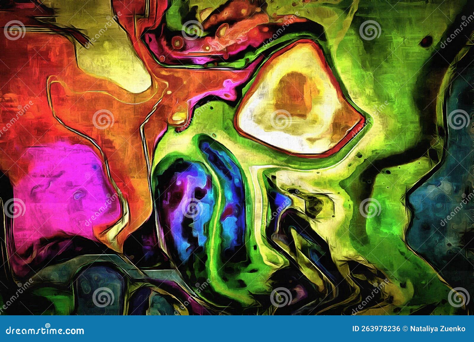 Abstract Psychedelic Background from Color Chaotic Blurred Stains Brush ...