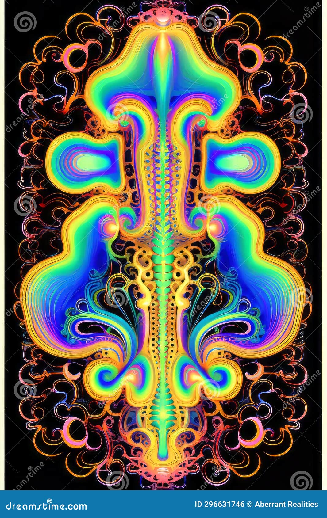 An Abstract Psychedelic Design on a Black Background Stock Illustration ...