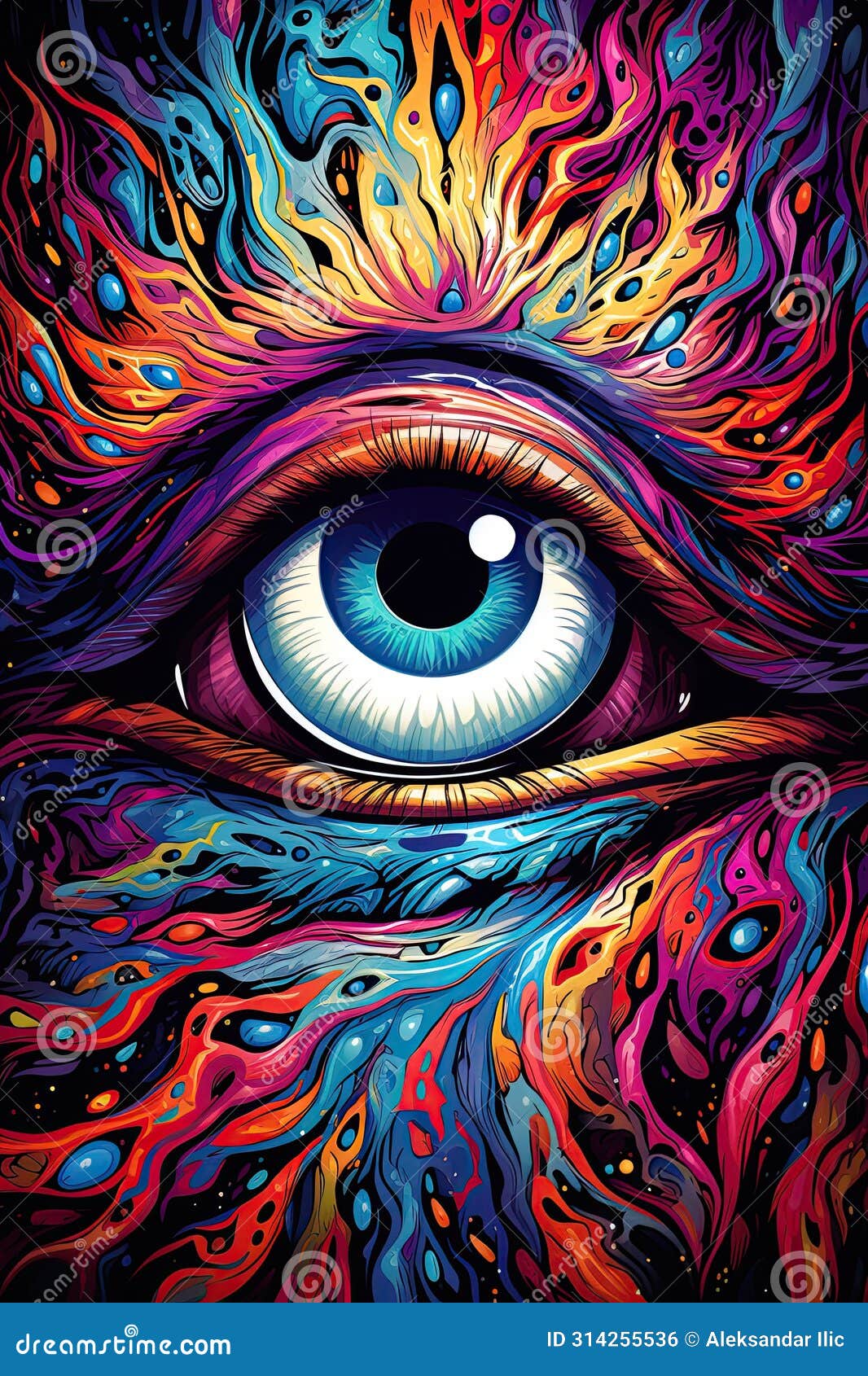 Abstract Psychedelic Eye. Poster Design Stock Photo - Image of digital ...
