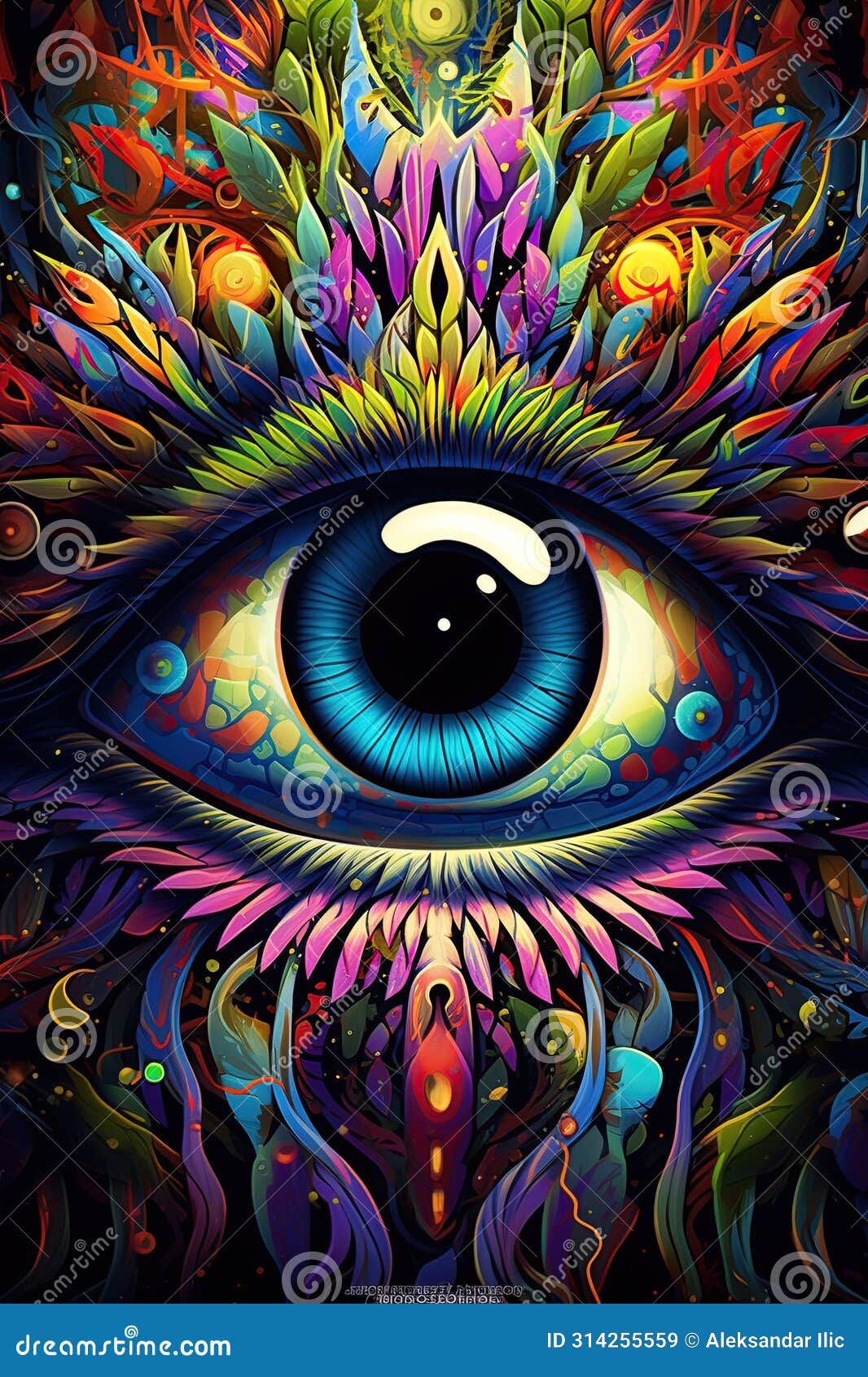 Abstract Psychedelic Eye. Poster Design Stock Image - Image of ...