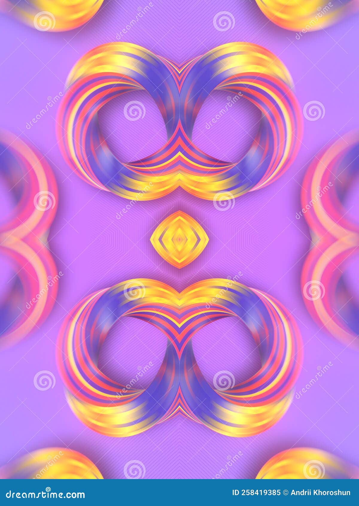 Abstract Psychedelic Pattern from a Group of Twisted Shapes. Futuristic ...