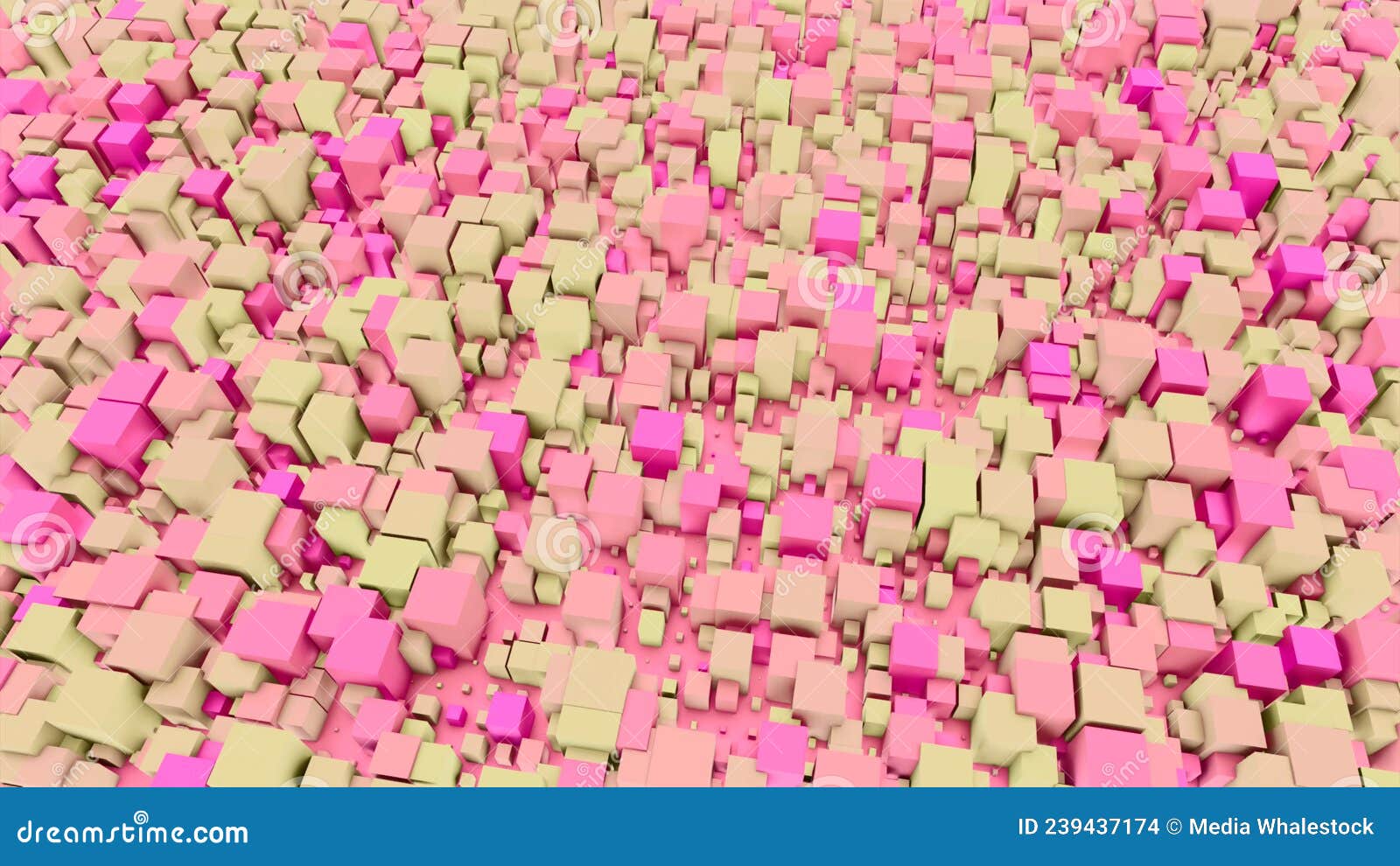 Abstract Pulsating Waves of Soft Pink and Beige 3D Rectangles. Design ...