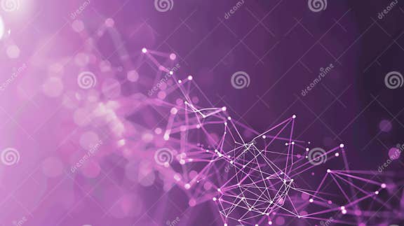 Abstract Purple Background with Connecting Dots and Lines. Network Connection Structure. Plexus ...