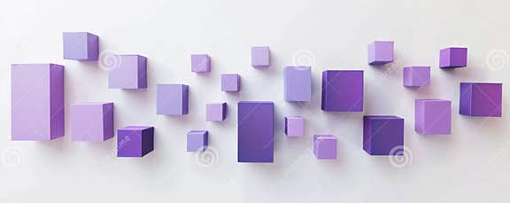 Abstract Purple Blocks Floating on White Backdrop Stock Illustration ...
