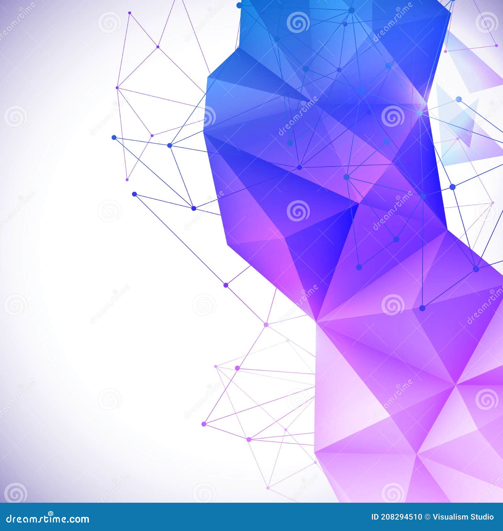 Abstract Purple and Blue Hexagonal Geometric Polygonal Light Surfaces ...