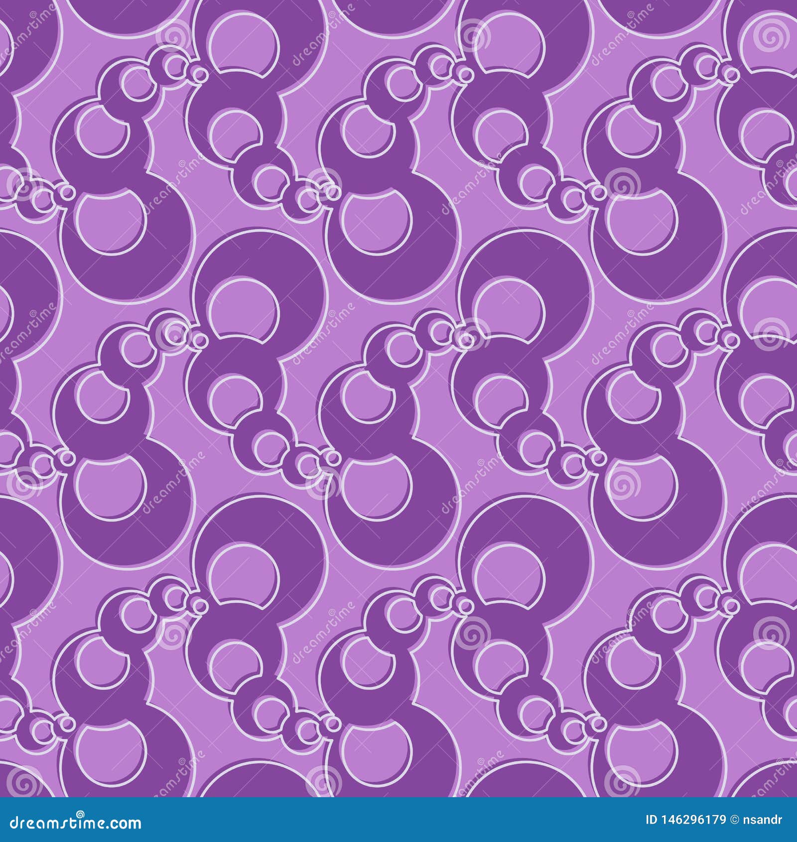 Abstract Purple Chains of Bubbles on Vector Pattern. Geometric Rounded ...