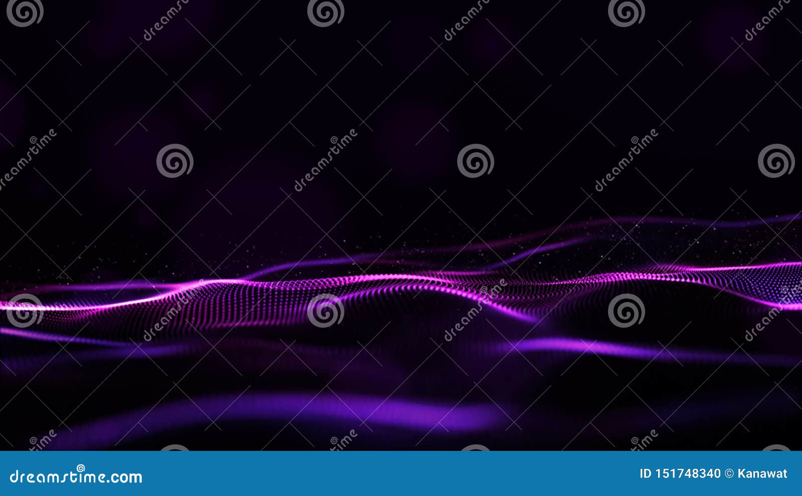 Abstract Purple Color Digital Particles Wave with Bokeh and Light ...