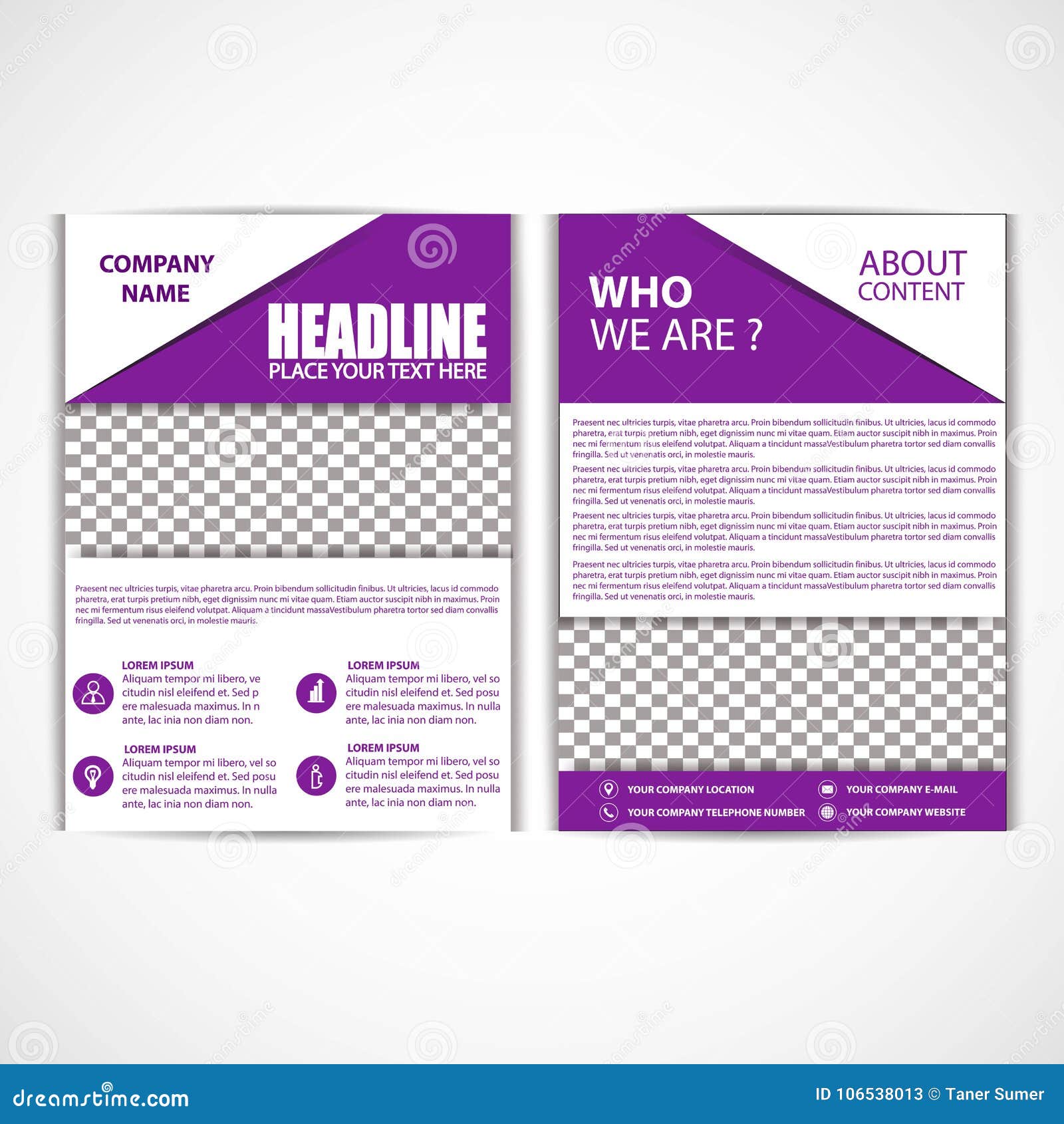 Abstract Purple Color Flyer Template, Size A4 Stock Vector ...