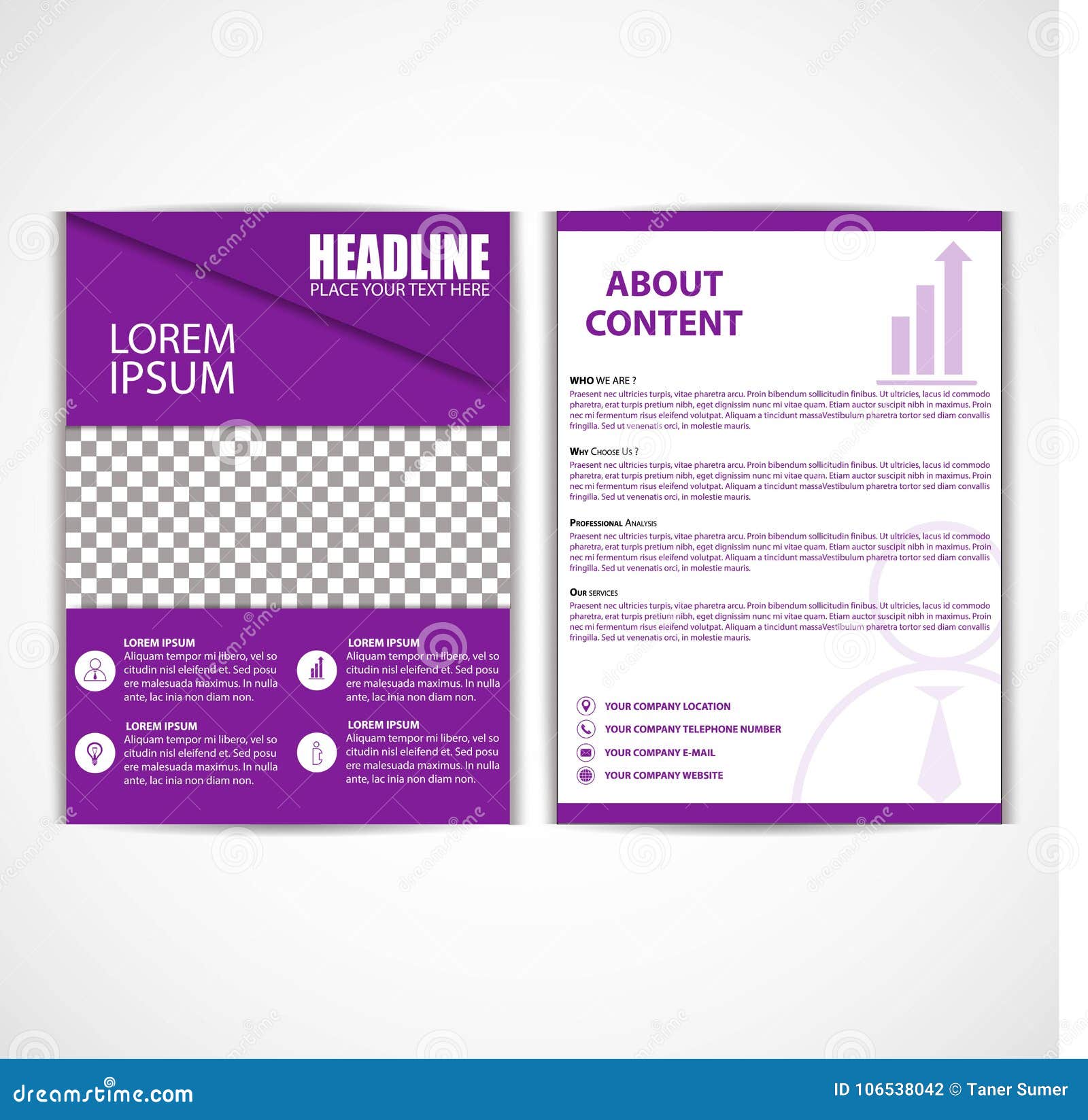 Abstract Purple Color Flyer Template Stock Vector - Illustration of ...