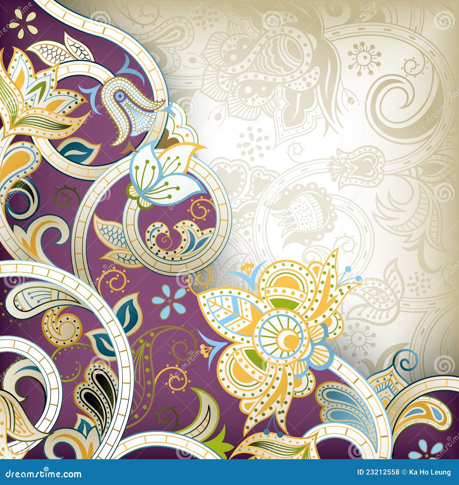 Abstract Purple Floral Scroll Stock Illustration - Illustration of ...