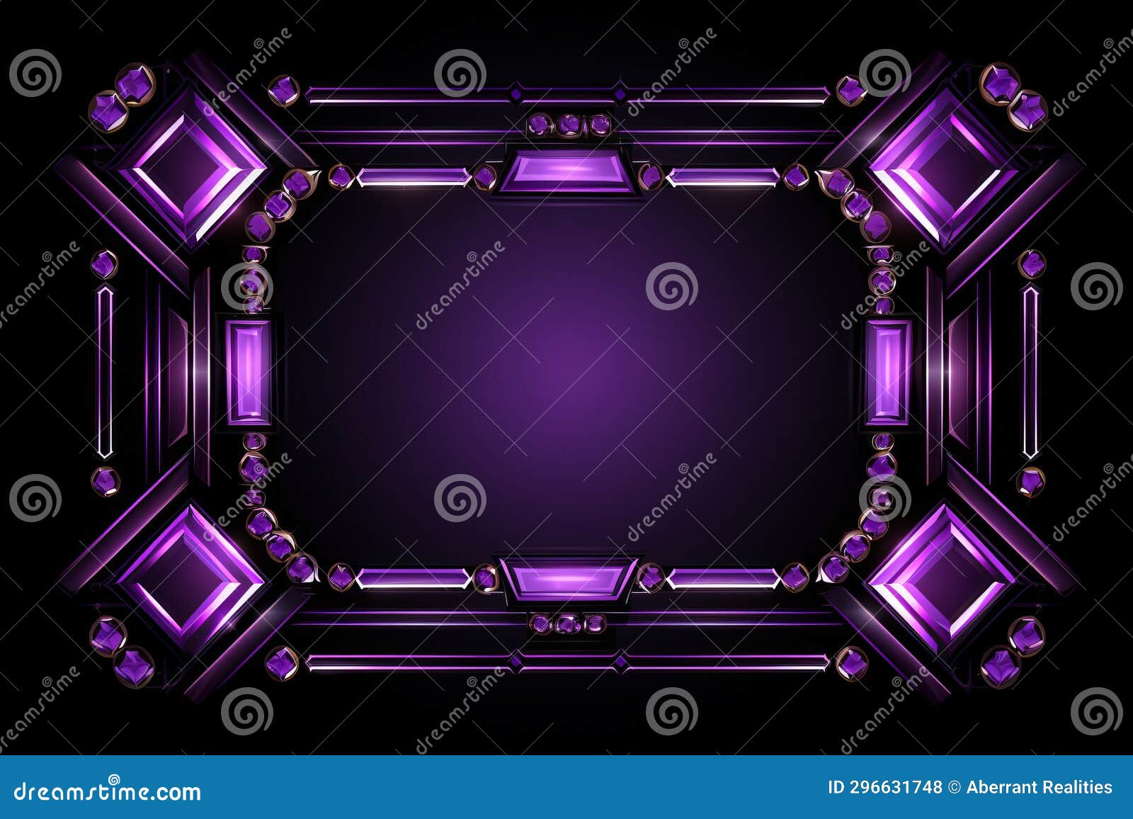 An Abstract Purple Frame with Diamonds on a Black Background Stock ...