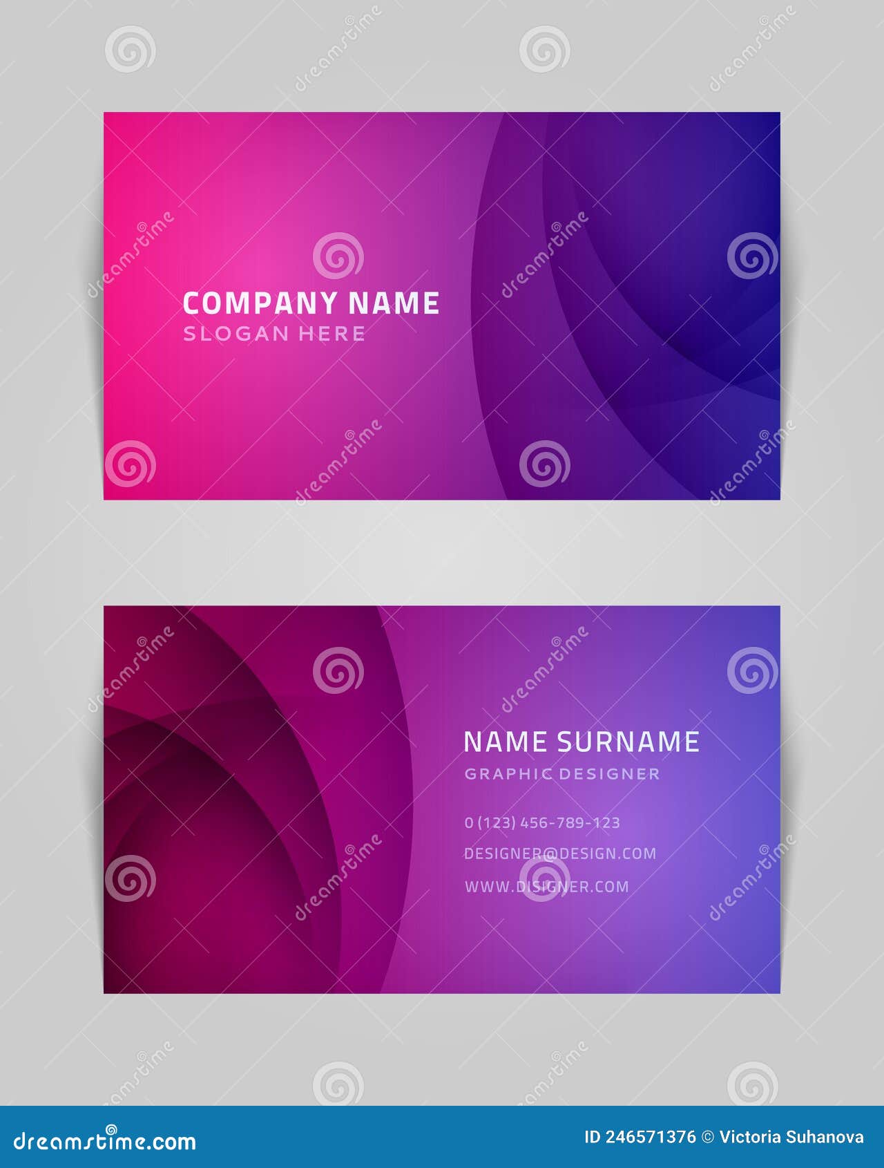 Abstract Purple Gradient Curved Wave Business Card Template Branding ...