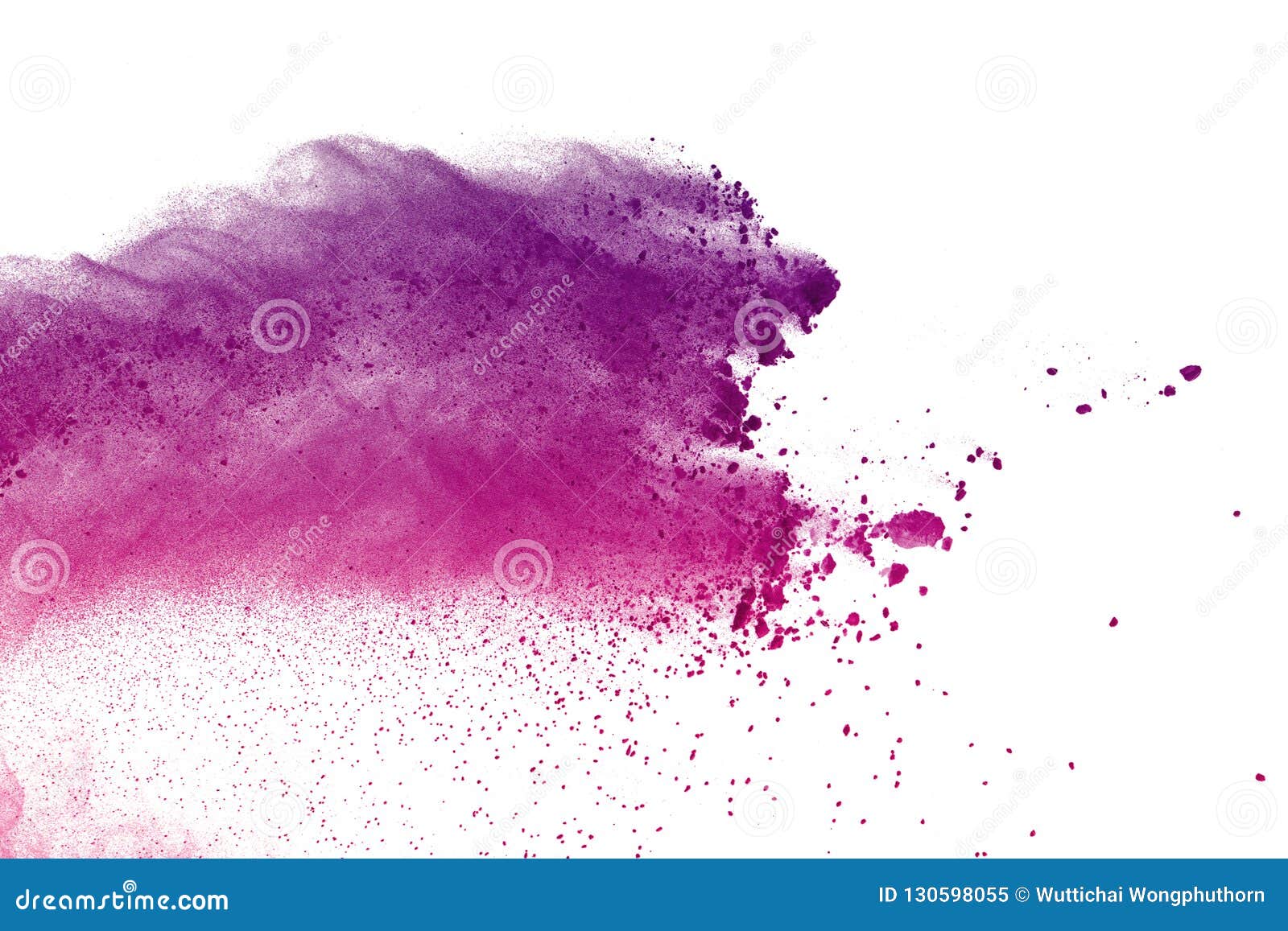 Abstract Purple Powder Explosion on White Background. Abstract Colored ...