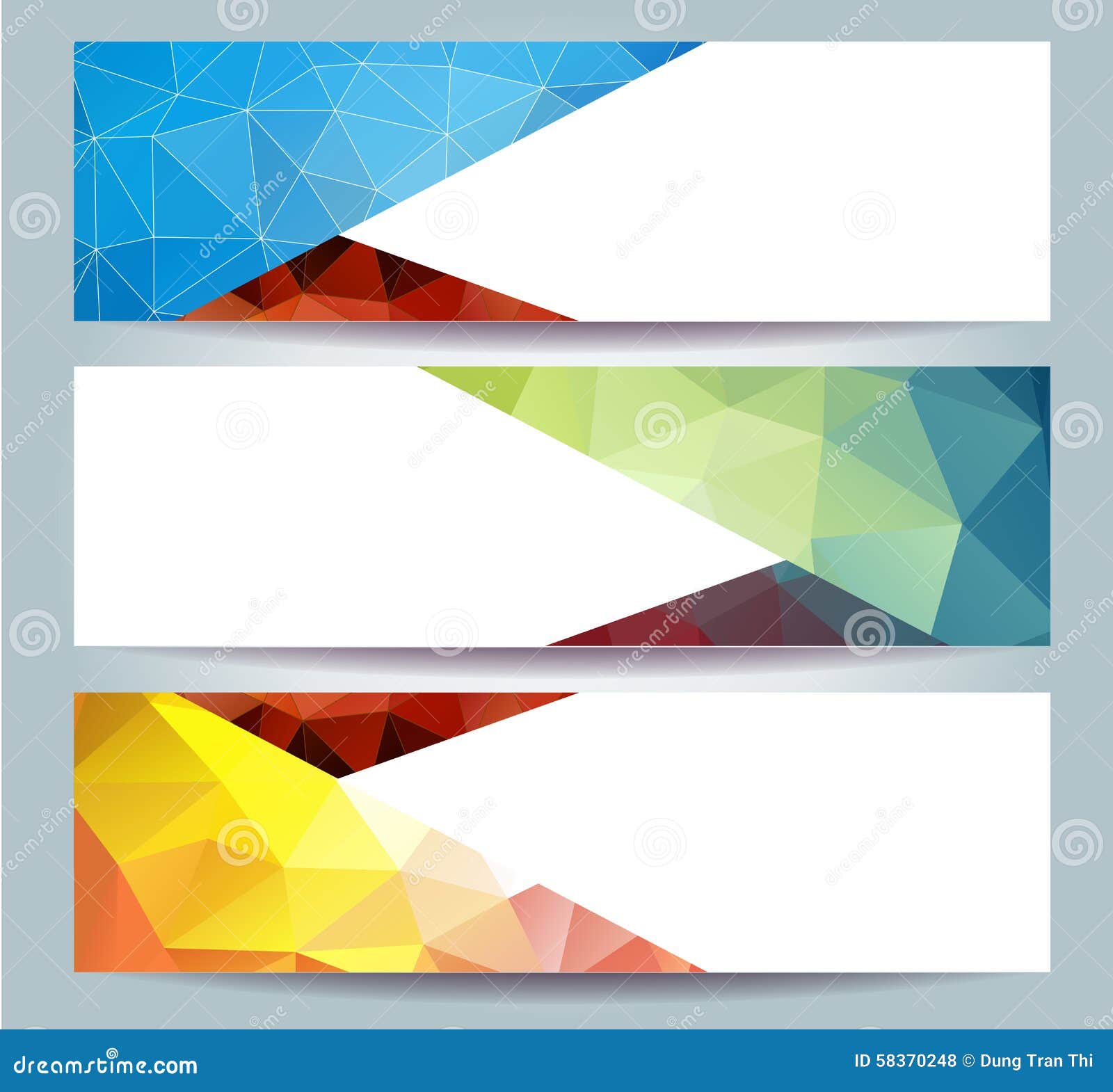 Abstract Purple Triangular Polygonal Banners Set Stock Vector ...