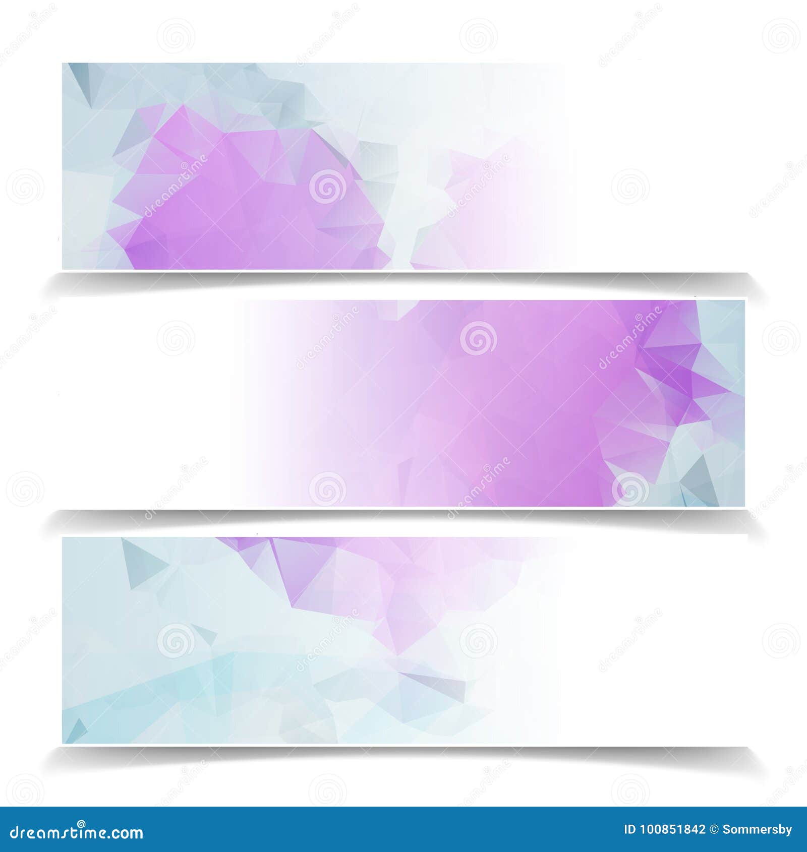 Purple Triangular Polygonal Banners Set Stock Vector - Illustration of ...