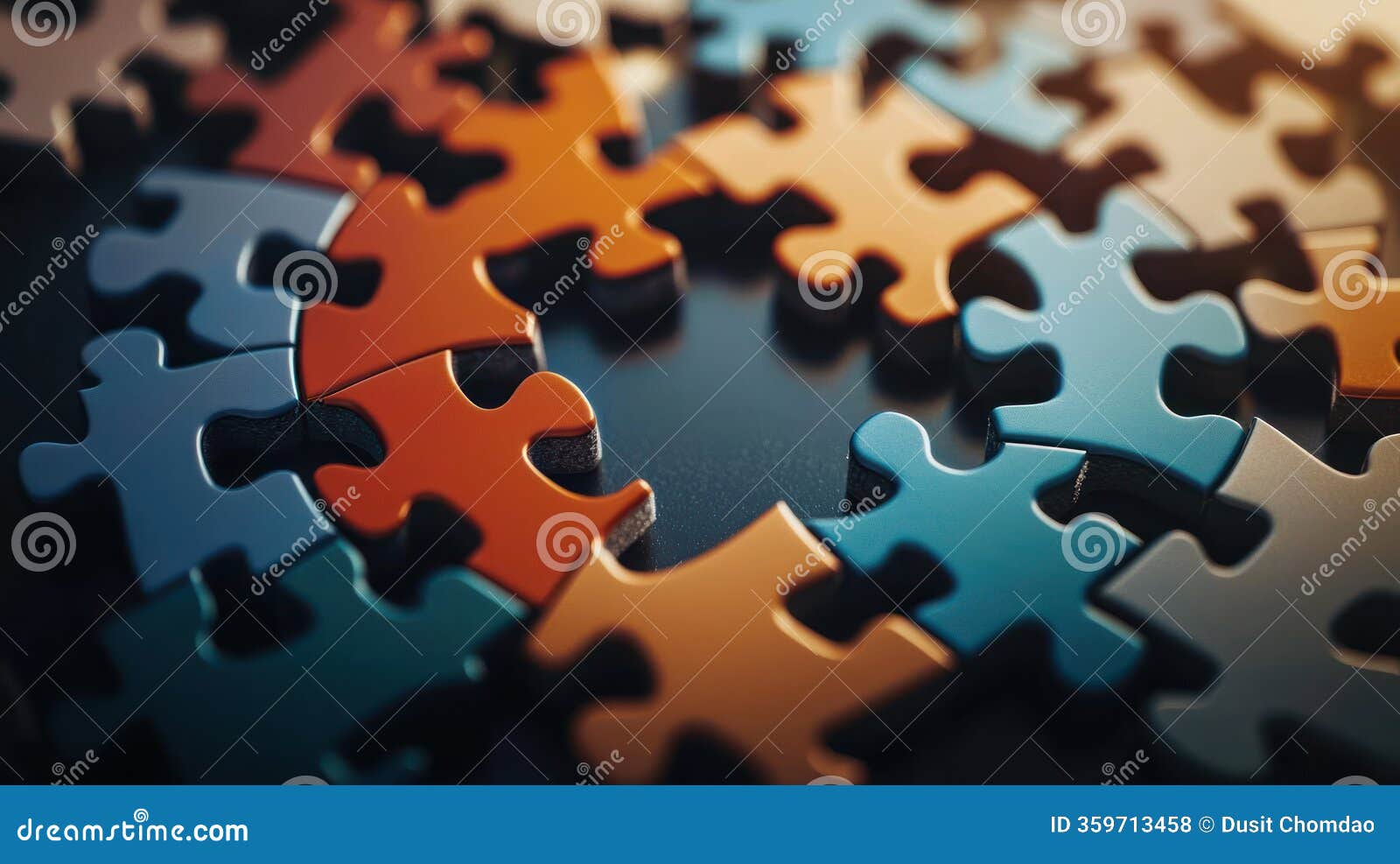 Abstract Puzzle Pieces Forming Complete Circle Symbolize Integrated ESG ...