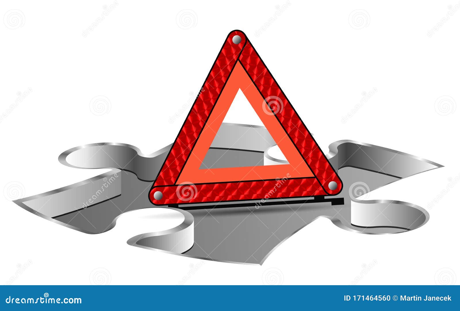 Abstract Puzzle and Warning Triangle Reflector Stock Illustration ...