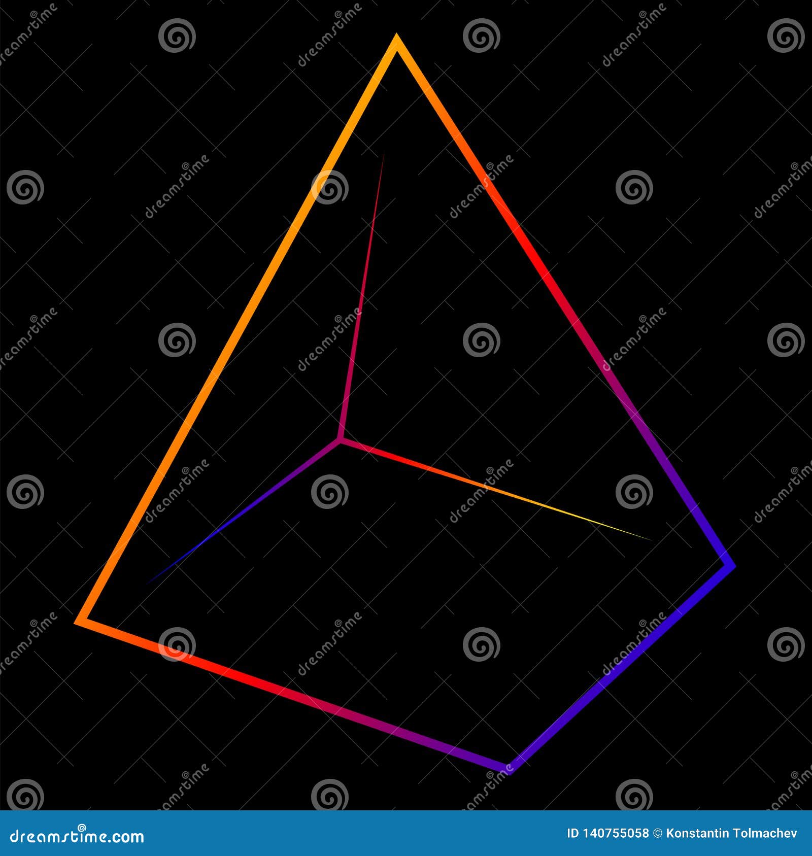 Abstract Pyramid Logo of Lines and Contours with Gradient Color Stock ...